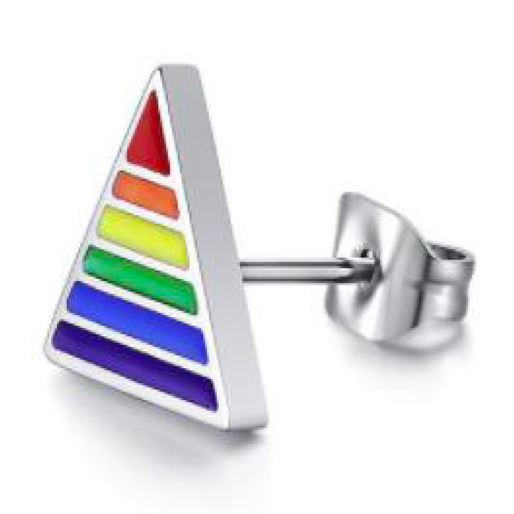 Ohr-Stecker - Regenbogen-Dreieck I silber - PRIDE-KIOSK I Dein LGBTQA